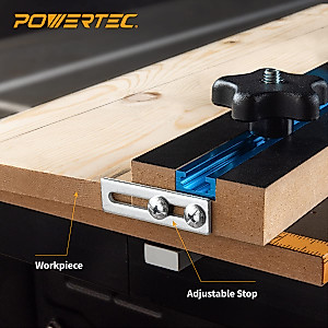 POWERTEC 71395 Taper/Straight Line Jig for Table Saws with 3/4” Wide by 3/8” Deep Miter Slot