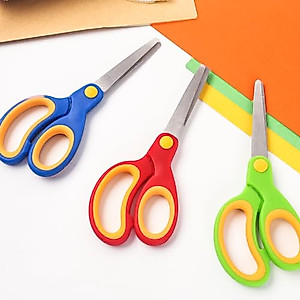 LOVESTOWN 4 PCS Kids Scissors for School, 5.7inches Student Scissors Children's steel blades scissors school safety scissors for Children Cutting Paper
