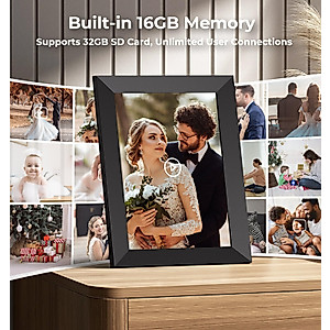 Frameo Digital Picture Frame WiFi 10.1inch Digital Photo Frame,Electronic Photo Frame Load from Phone,1280x800 IPS Touch Screen HD Display,Auto-Rotate,Share Photos/Video-Great Gift (Grey)