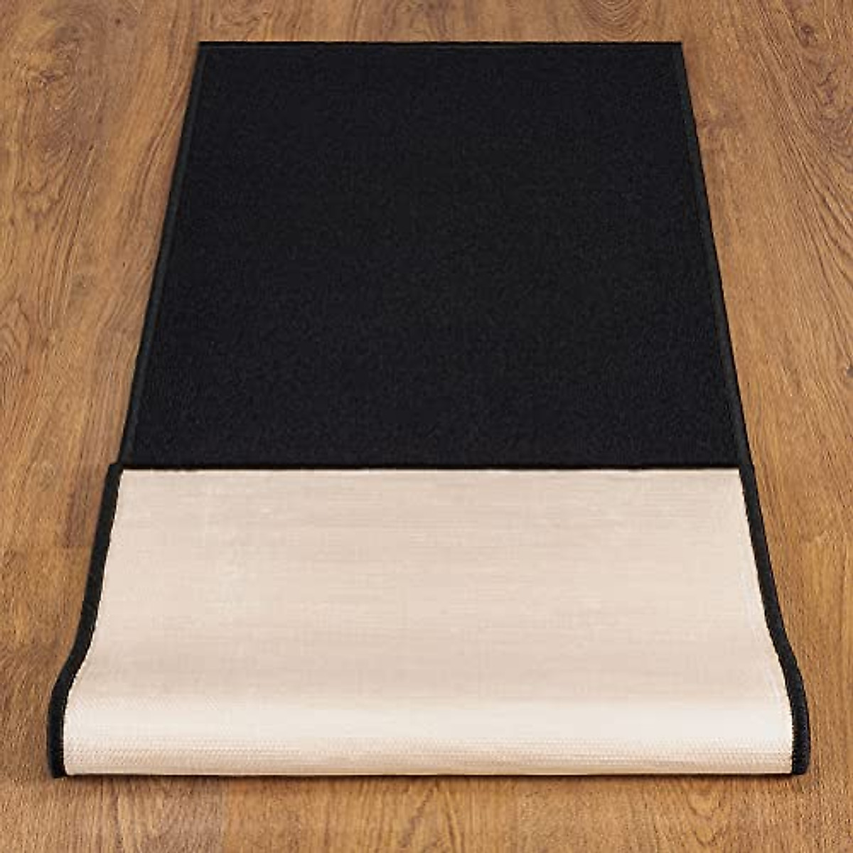Machine Washable Solid Non-Slip Rubberback 2x5 Modern Runner Rug for Hallway, Kitchen, Living Room, Bedroom, Entryway, 20" x 59", Black