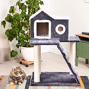 Tangkula Cat Tree, Multi-Level Cat Condo Tower, Lovely Pet Furniture with Scratching Posts and Ladder, Pet Play Toy House, Activity Centre Cat Tree - for Kittens, Cats and Pets