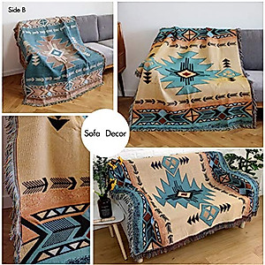 PHNAM Throw Blanket with Fringe for Couch Bed Soft Decorative Cozy Woven Knit Warm Bed Throws Reversible for Chair, Sofa, Living Room, Bedroom (51x63 inches)(F)