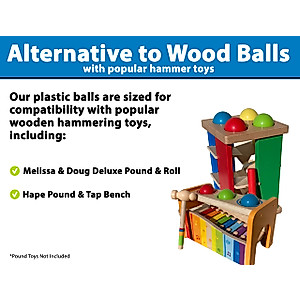 Multicolored Replacement Ball Set (1.75") for Pound A Ball Baby Hammering & Pounding Toys | Durable, Crush-Proof Plastic Balls Perfect for Toddler Pound A Ball Toy & Baby Ball Drop Toys | 6 Ball Set