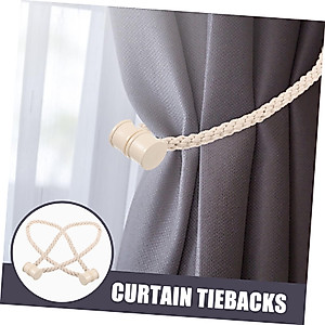 Mobestech Decorative Curtain Tiebacks 2 Pack Magnetic No Hole Needed Weave Rope for Home Office Hotel Simple Sturdy Design