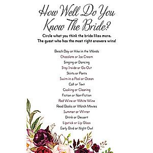 Planet Mango Floral Bridal Shower Games - Set of 4 Games for 50 Guests - with Mimosas Bar Banner and Bride to Be Sash