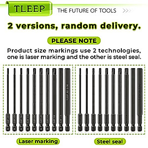 TLEEP 10 x Long 100MM 1/4 Inch Hex Head Allen Wrench Drill Bits, 5/16” to 5/64”, SAE, Magnetic Tips Screwdriver Socket Bit Set for Ikea Type Furniture (S2 Steel 5/16 inch to 5/64 inch)