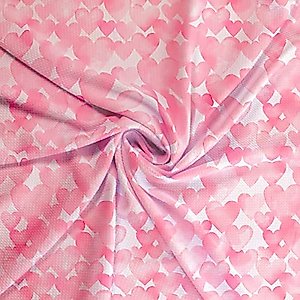 Watercolor Pink Hearts Liverpool Bullet Fabric Textured Knit Jersey 4 Way Stretch - 6 Inch Strip