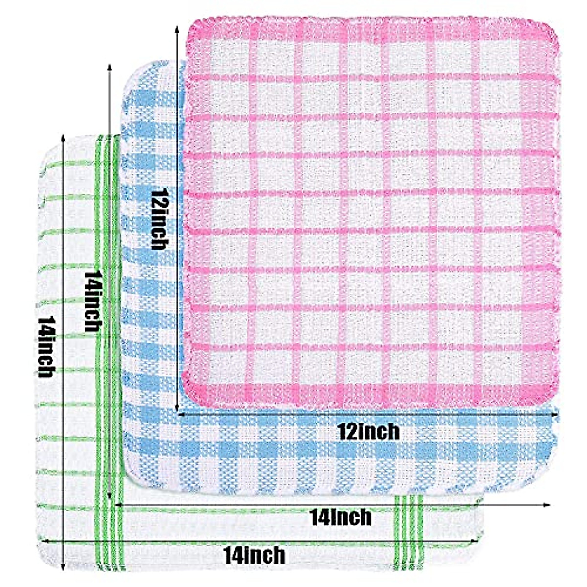 Patelai 12 Pieces Kitchen Dish Cloths for Washing Cleaning Absorbent Dish Rags Drying Dish Towels for Scrubbing Wipe Glass Home and Household Supplies, 3 Styles