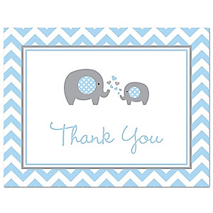 MyExpression.com 50 Cnt Grey Blue Chevron Elephant Baby Shower Thank You Cards