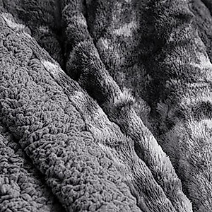 joybest Faux Fur Throw Blanket for Couch, Tie-Dye Reversible Fuzzy Blankets, 50x60 Inches Soft Sherpa Blanket for Sofa and Bed