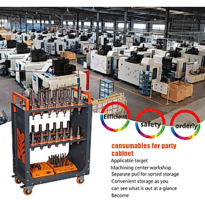 LYREIGN Mobile CNC Tool Storage Cart, CNC Tool Holder Utility Carts with Wheels, CNC Trolley is Suitable for Warehouses Storehouse Factory Garage
