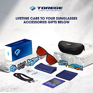 TOREGE Polarized Sports Sunglasses for Men Women Fishing Boating Beach Mountaineering Golf TR77(C11-Transparent Black Red Gradient&White&Black Red Lens