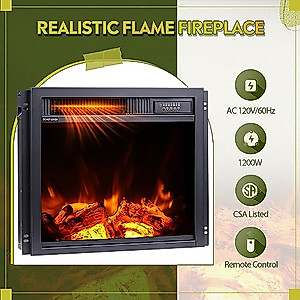 WLIVE Fireplace TV Stand for 65" TV, Entertainment Center with 18 Inch Electric Fireplace, TV Console with Open Shelves for Living Room and Bedroom, Black