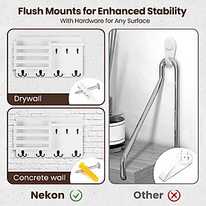 Nekon Mail Holder for Wall Mail Organizer with Key Hooks Hallway Farmhouse Decor Letter Sorter Made of Natural Wood with Floating Shelf and Flush Mount Hardware (16.8Inch x 10Inch x 3.2Inch)