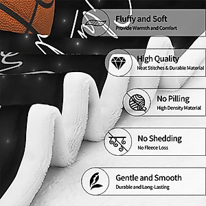 SATIGI Personalized Basketball Shadow Blanket with Name & Number, Basket Ball (40-''X30-'', 50-''X40-'', 60-''X50-'', 80-''X60-''), Plush Sherpa Fleece Travel Soft Warm for Couch Sofa Bed