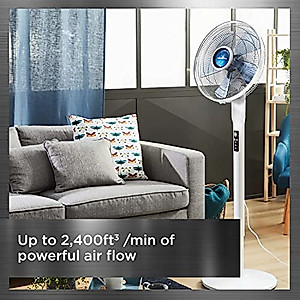 Rowenta Turbo Silence Standing Floor Fan with Remote 53 Inches Ultra Quiet Fan Oscillating, Portable, 5 Speeds, Indoor, Refresh Up to 23-Feet VU5870