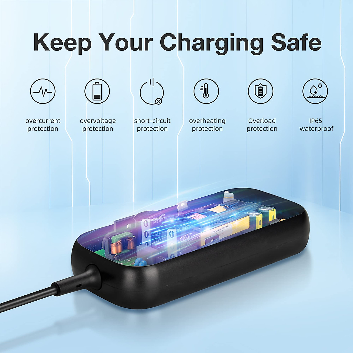 42V 2A Battery Charger Replacement 2 Plugs DC 2.1mm 1 Prong and 8mm 3 Prong Connector for 36V Lithium Battery, Power Supply Adapter 36 Volt Device