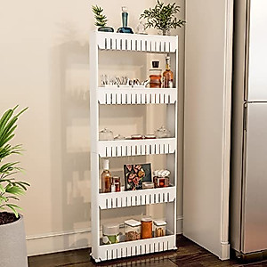 Lavish Home Slim Slide Out 5 Tier Storage Tower with Wheels