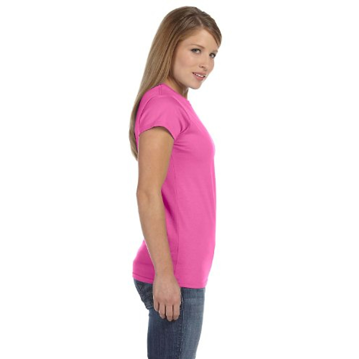 Gildan Women's Softstyle Cotton T-Shirt, Style G64000L, Multipack, Azalea (2-Pack), Small