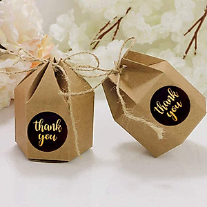 Thank You Label Sticker 1.5" Round, 500 Labels per Roll, Thank You Sticker for Birthday, Wedding, Gift, Bridal Shower Gold(Black/Gold)
