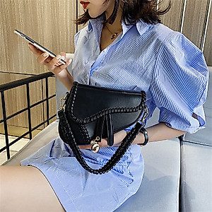 KOCHIRAKOSO Saddle Bag, Saddle Bag purse Women Trendy Cow Print Saddle Shoulder Bag Clutch Purse Underarm Handbag Satchel HandBag Zipper Crossbody Bag (Black)