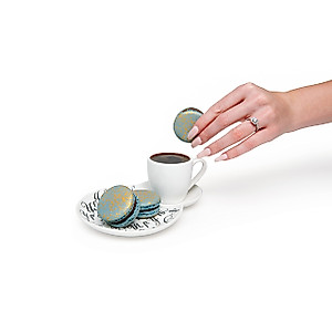 Truly.Madly Ink Armenian Alphabet Espresso Cups with Saucers, Set of 6, Armenian Coffee Cups with Handle, 3 oz. Porcelain Cups with Plates