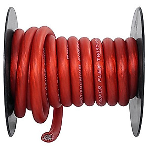 Rockville 4 AWG Gauge 12 Foot Car Amp Power Wire, Red (R4G12R )