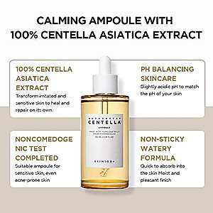 SKIN1004 Madagascar Centella Asiatica Ampoule Facial Serum 3.38 fl.oz(100ml) | 100% Centella Asiatica Extract | Soothes Acne Prone and Sensitive Skin
