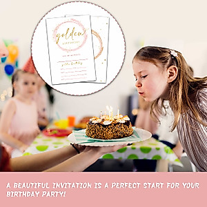 TIRYWT Golden Birthday Invitations, Fill-In Style Birthday Party Invitations with Envelopes (20-Pack), Birthday Party Decorations And Supplies -yqk-a38