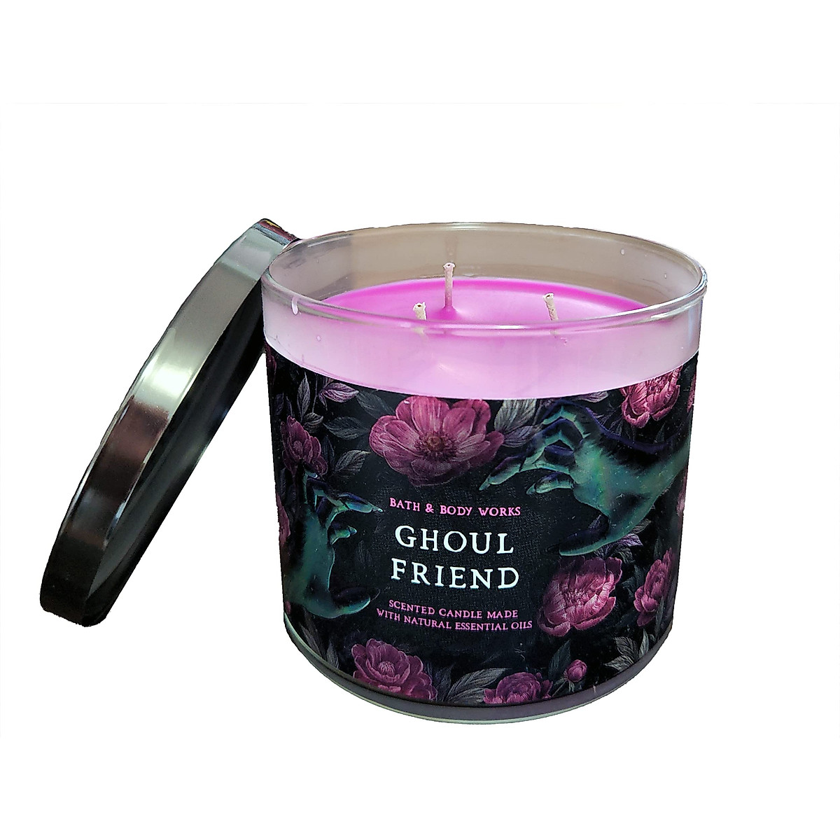 Bath & Body Works, White Barn 3-Wick Candle w/Essential Oils - 14.5 oz - 2021 Halloween! (Ghoul Friend)