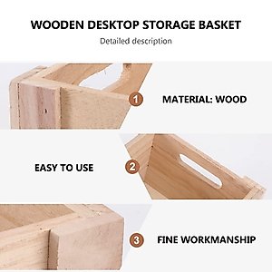 GANAZONO Wood Nesting Storage Crates with Handle Rustic Decorative Wood Crates Farmhouse Basket Distressed Storage Container Bin for Desk Sundries Display Decoration Medium