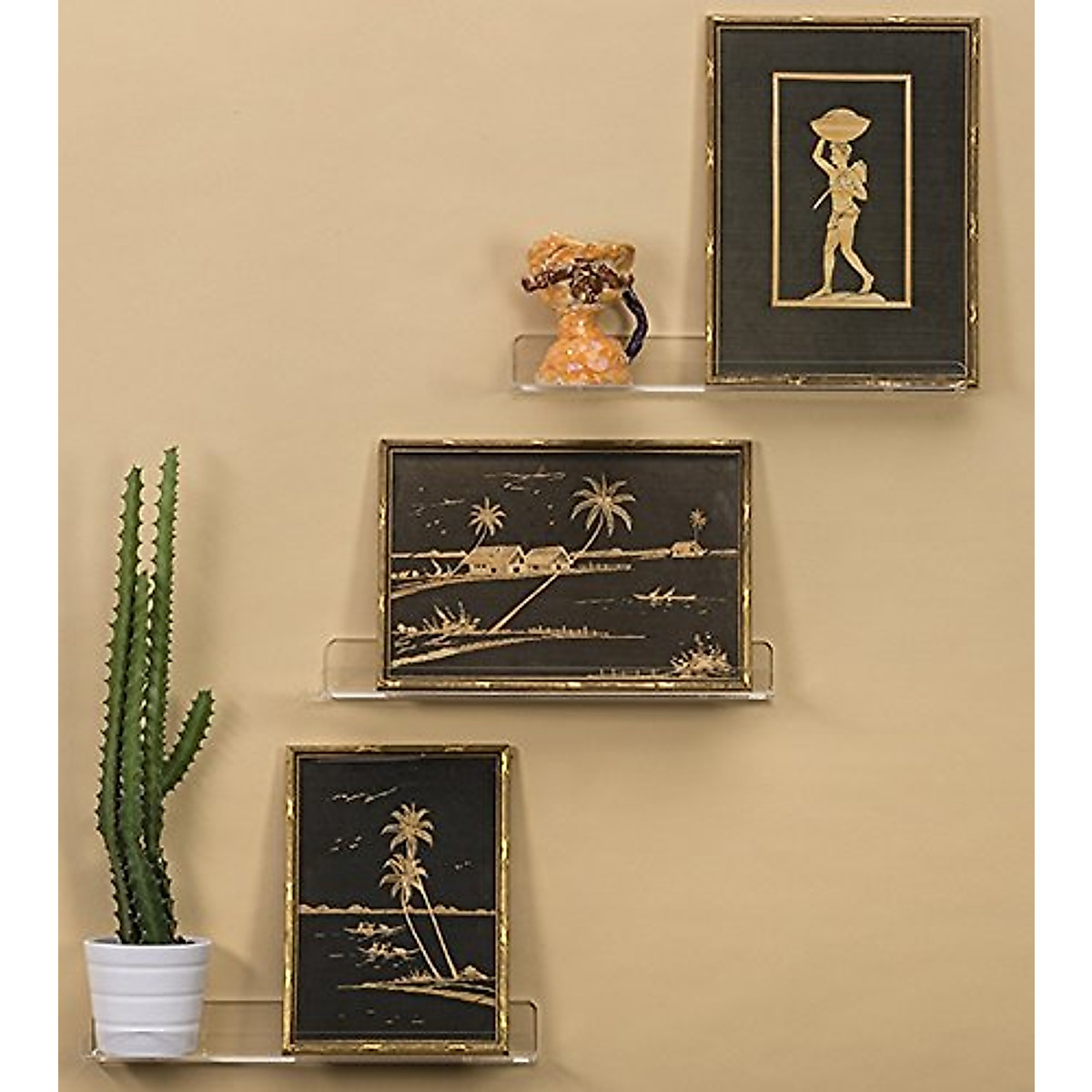 Unum Set of 3 15" Acrylic Floating Wall Ledges/Display Shelves – 5MM Thick Invisible Spice Racks - Crystal Clear Photo Ledge - Nursery/Kids' Bookshelf - 15" L x 4" D x 2" H (3-Pack)