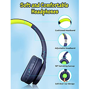 Voopwink Kids Headphones with Microphone, Wired Over Ear Headsets with Limited Volume 85dB/ 94dB for Boys Girls Teens Children Online School/Travel/iPad/Tablet/Cellphone