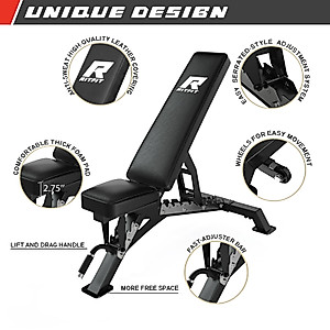 RitFit Squat Rack Power Cage Home Gym Package, Includes 1000LBS Power Rack with Cable Crossover System, Weight Bench, Weight Plate Set with Olympic Barbell (Package 1.6K (Bumper Plate 230LBS))-Orange