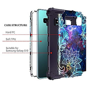 Casetego Compatible with Galaxy S10 Case,Floral Three Layer Heavy Duty Hybrid Sturdy Shockproof Full Body Protective Cover Case for Samsung Galaxy S10,Mandala