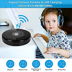 CD Player Portable with Bluetooth Rechargeable CD Player with Headphones Personal Walkman CD Player for Car,Travel,Home,Personal CD Player Built-in Speaker Stereo Compant CD Player