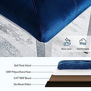 Ufurpie Dining Room Chairs with Velvet Fabric Dining Chairs Set of 2 with Chrome Legs,Backrest and Button Velvet Fabric Design,Luxury Home Furniture for Dining Room and Kitchen(Set of 2) (Blue)