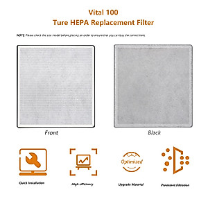 Vital 100 Purifier Filter Compatible with LEVOIT True HEPA High-Efficiency filter, Replacement Part# Vital 100-RF, 2Pack