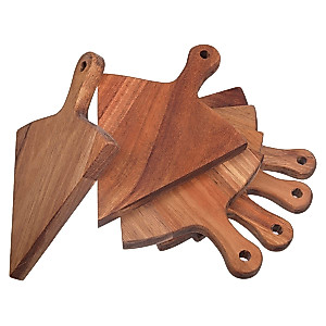 12 Inches Round Bamboo Pizza Plate Set, 6 pcs 6 Inches Bamboo Triangle Pizza Pie Plates, Round Dish Platter Stack-able Wooden Pizza Plate Bamboo Board Set