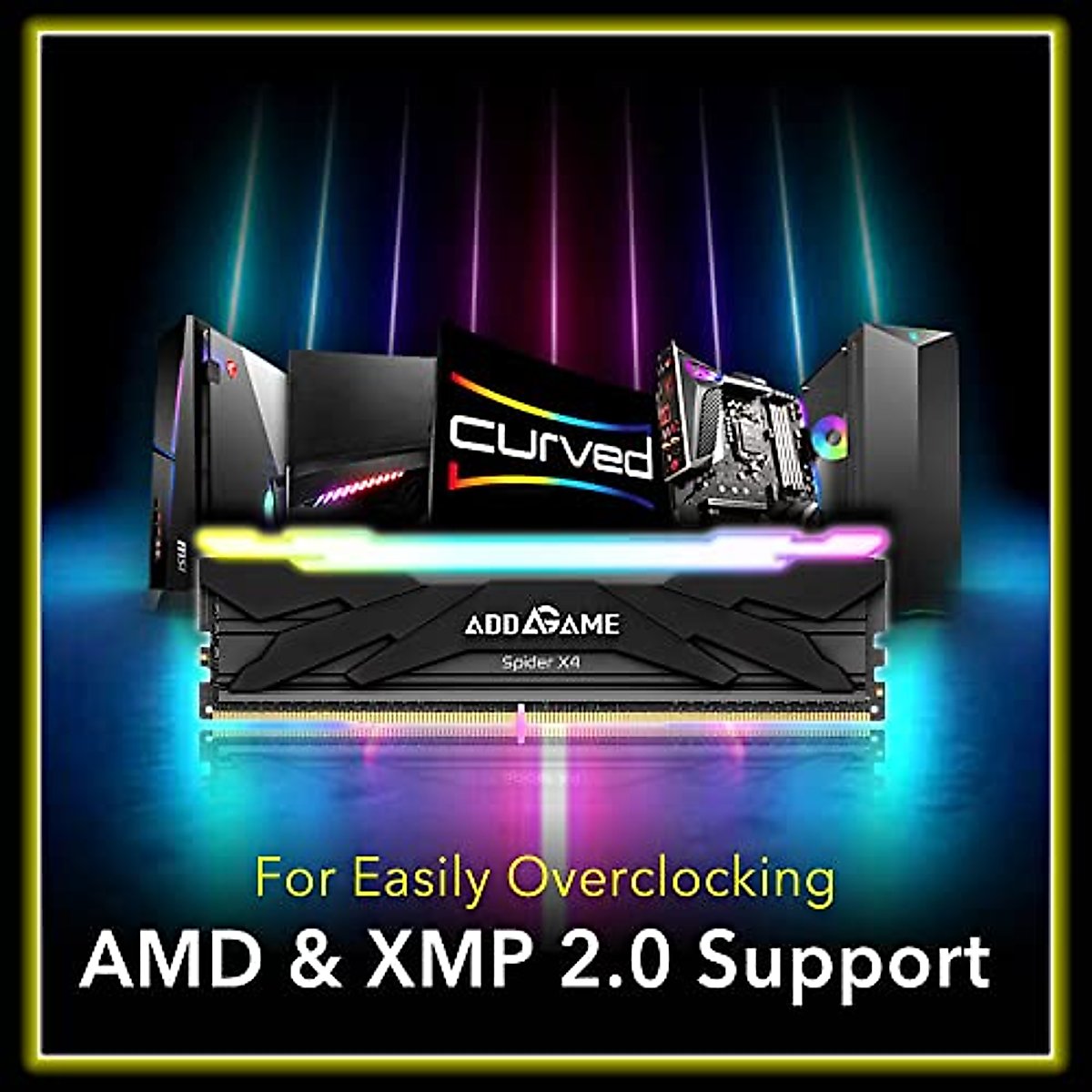 addlink AddGame Spider X4 RGB DDR4 RAM 32GB (2x16GB) Gaming 3200MHz with Heatsink 288-Pin, CL16 1.35V Intel XMP 2.0, UDIMM Dual Channel, Compatible Desktop Computer Memory - Black (AG16GB32C16X4UBX2)