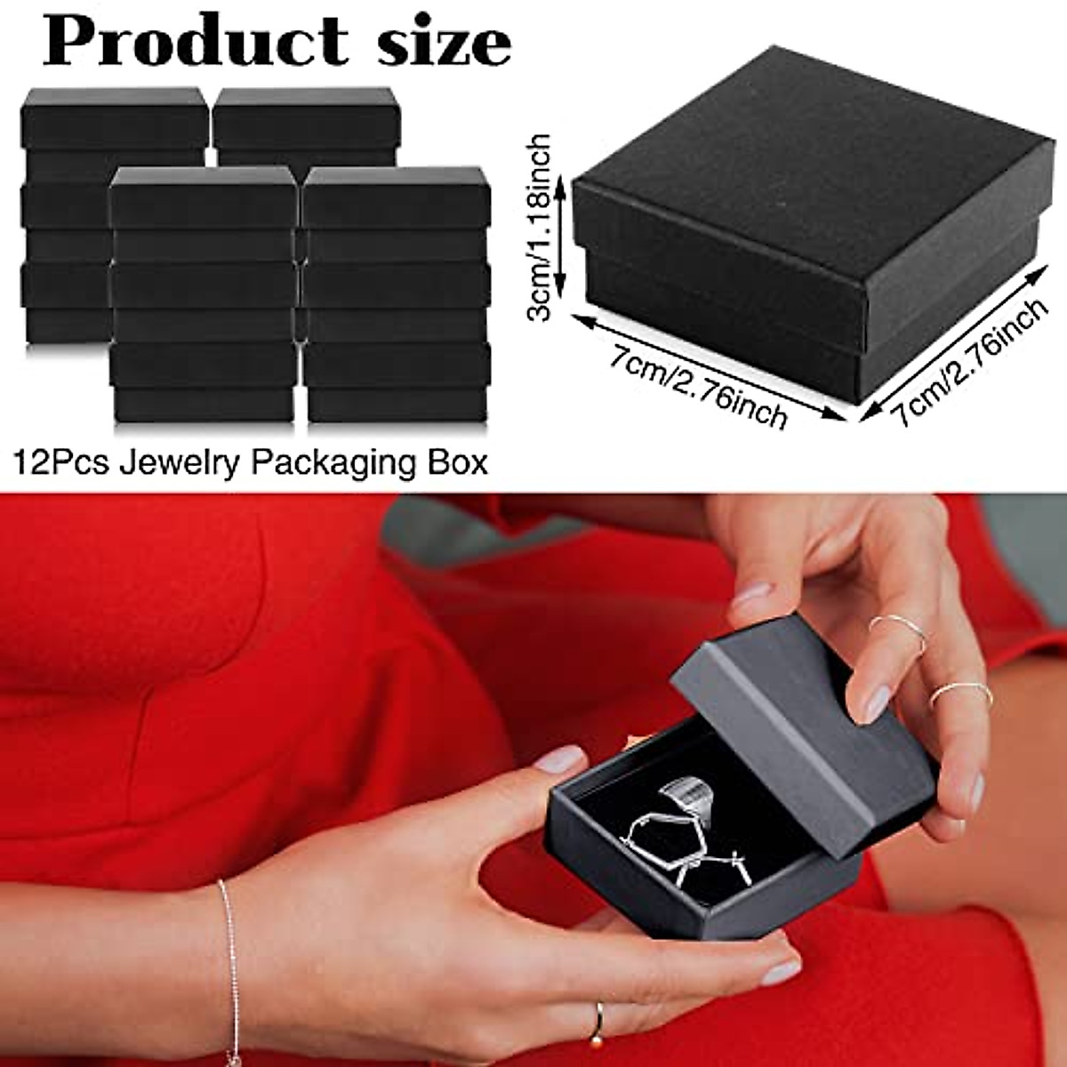 WSICSE 12 Pcs Jewelry Gift Boxes, Small Gift Boxes for Necklace Ring Bracelet Earring Cotton Filled Jewelry Box for mothers day Jewelry Gifts Organizer