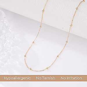 MJartoria Dainty Choker Necklace for Women 14K Gold Plated Minimalist Chain Choker Necklace Trendy Satellite Bead Choker Jewelry Gifts