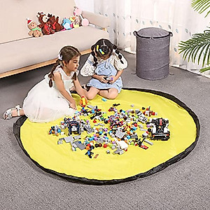 Gifmore Toy Storage Organizers and Play Mat for Kids, Toy Storage Bins for Building Bricks & Blocks, Foldable Canvas Toys Bag for Boys and Girls