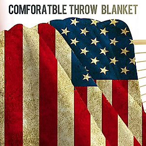 Levens US Flag Throw Blanket Gifts for Women Girls Boys, America Retro Decor for Couch Bed Sofa Travelling Camping, Birthday Christmas Soft Cozy Lightweight Blankets for Kids Adults Twin 60"x80"