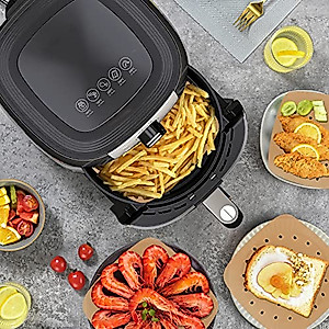 Air Fryer Parchment Paper Liners, 200Pcs Square Air Fryer Liners, 8.5 Inch Perforated Parchment Paper Sheets for Baking, HOFHTD Parchment Paper for Air Fryer and Bamboo Steaming Basket (Unbleached)