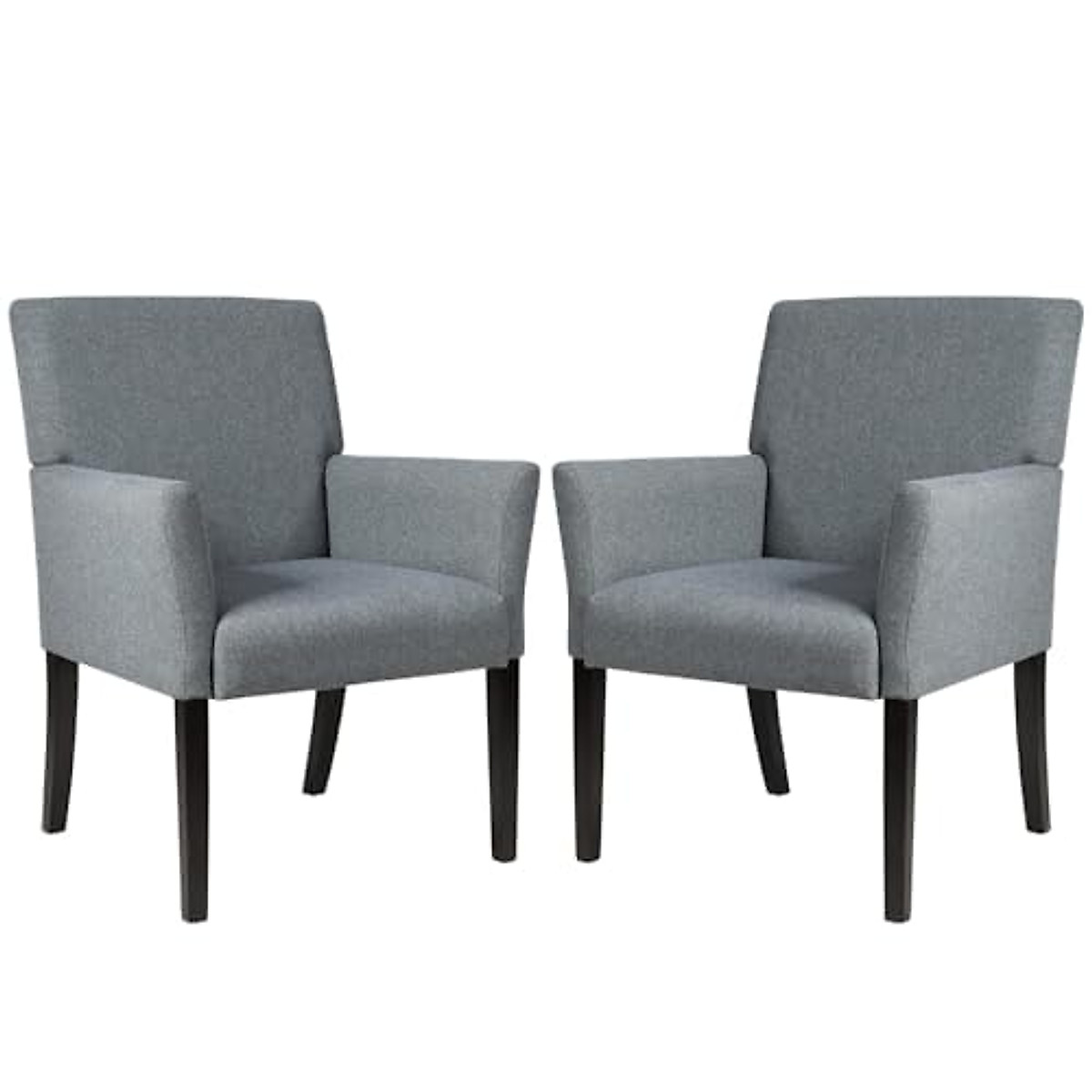 Giantex Office Waiting Room Chairs, Set of 2 Fabric Executive Guest Chair, Upholstered Reception Chair with Padded Arms, Backrest, Wood Legs, Guest Chairs for Meeting Room, Dining Room
