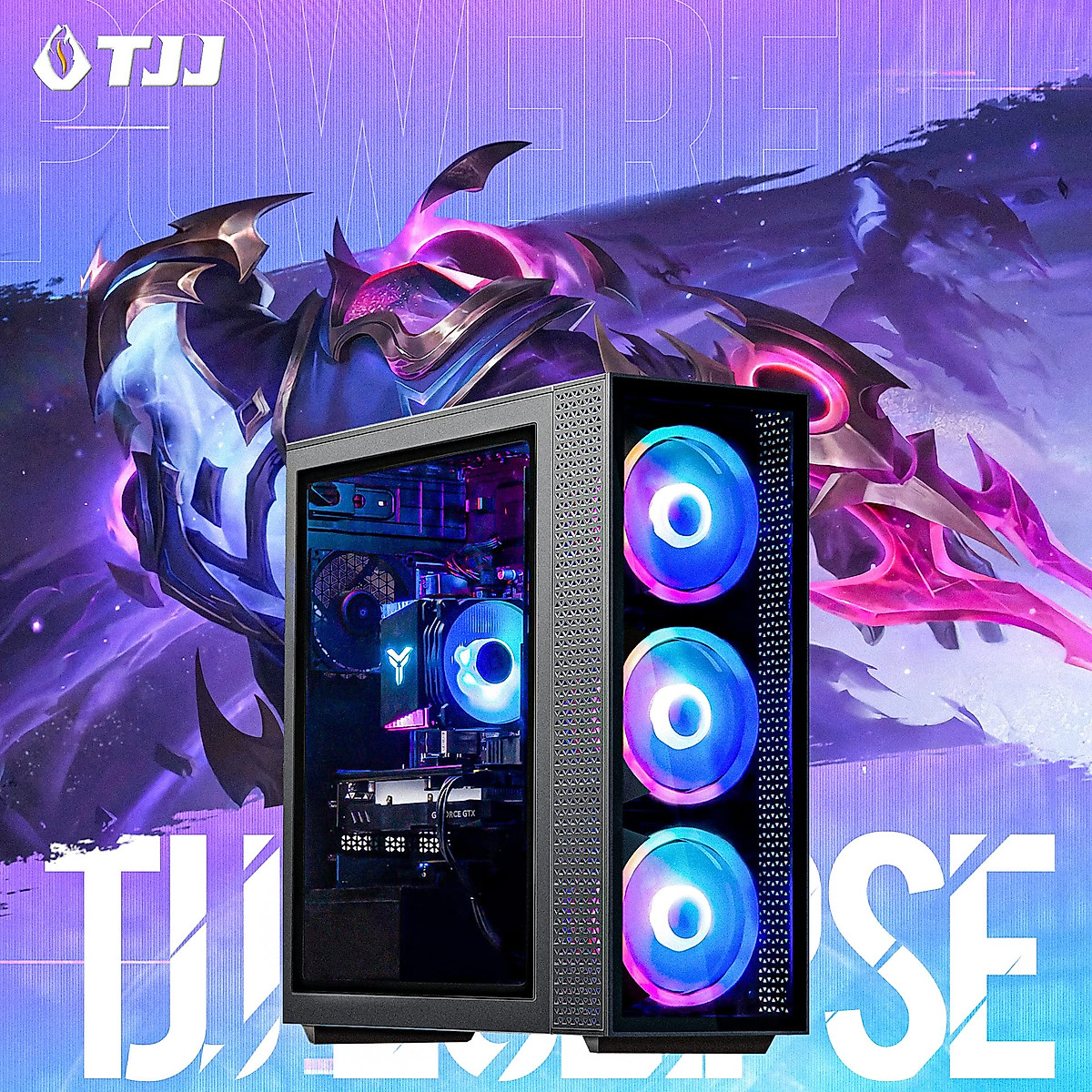 TJJ Eclipse Gaming PC Desktop Computer - Intel Core i3-12100F, NVIDIA GTX 1660 Super 6GB, 16GB DDR4 3200, 1TB SSD, VR Ready, WiFi 6E, 600W Gold PSU, RGB Keyboard & Mouse & Speaker, Win 11 Pro
