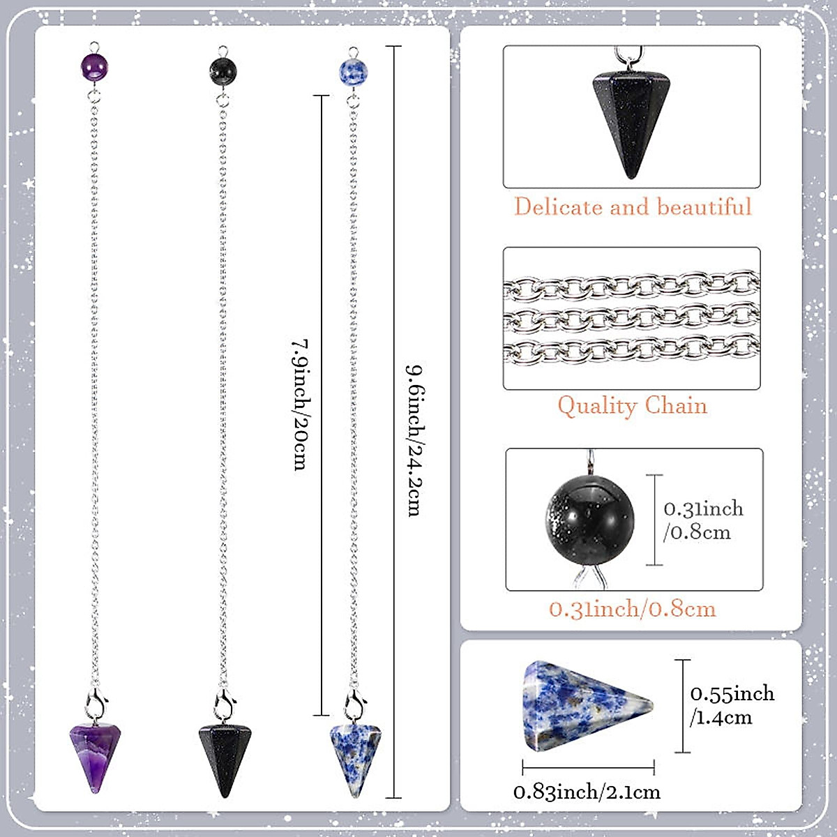 Qunclay Small Crystal Shelf Black Crystal Display Shelf Crystal Pendulum Holder Stand Display Shelf Witch Stuff Wooden Kit Hanging Rustic Crystal with 3 Pieces Crystals Stone (Butterfly Style)