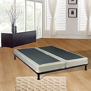 Continental Sleep, 4-Inch Sturdy Box Spring for Mattress Support-Durable and Fully Assembled, Natural Wood Foundation for Queen, White