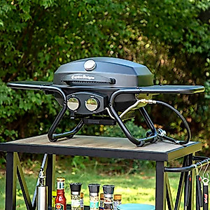 Sophia & William Portable Propane Gas Grill Outdoor Tabletop Small BBQ Grills (275 SQ.IN. Cooking Area) for Camping, Tailgating, RV Road Trips, 2 Burner 15,000BTU & Porcelain-Enameled Cast Iron Grates